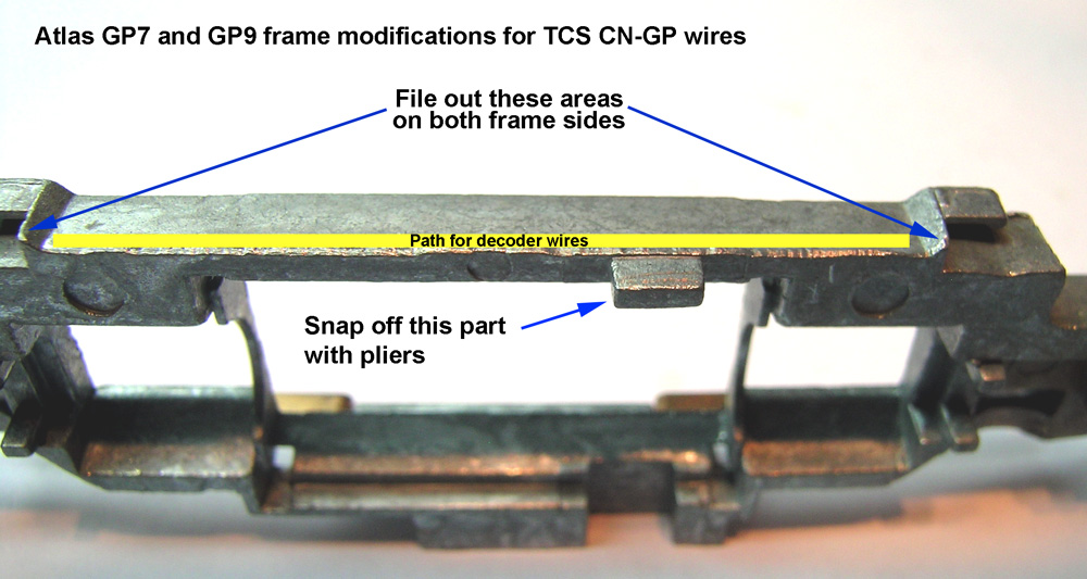 N Scale DCC Decoder Installs: TCS CN-GP in an Atlas GP7