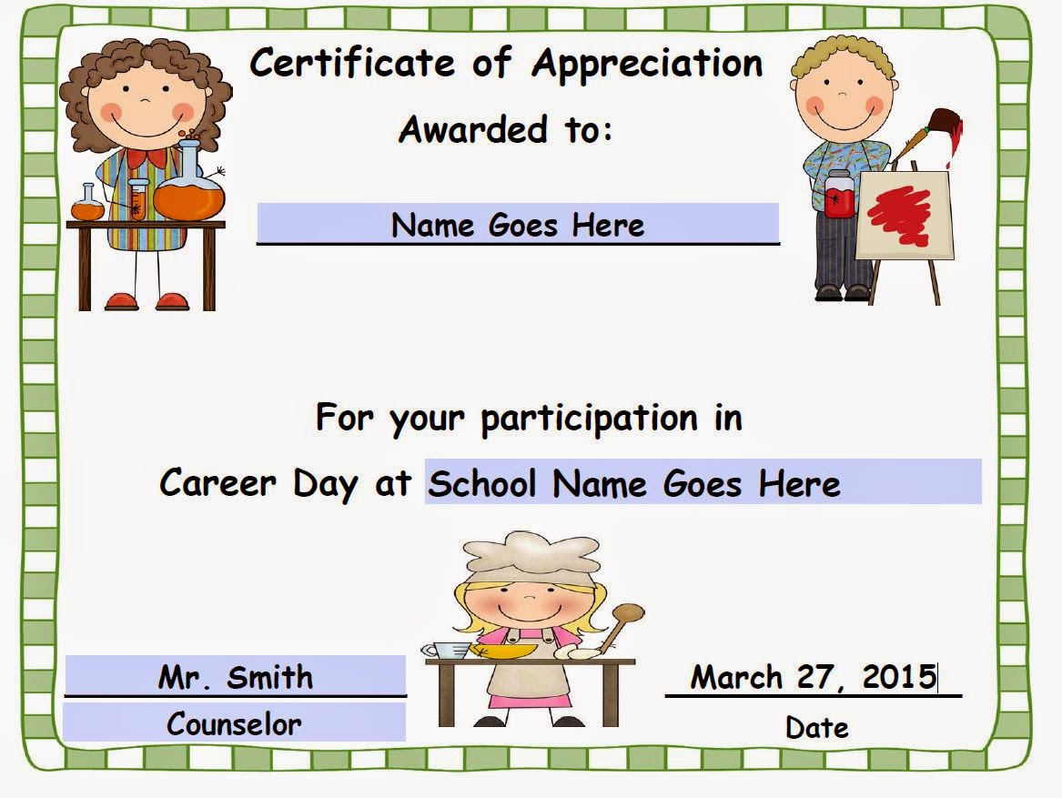 The Traveling Educator: Career Day Certificates