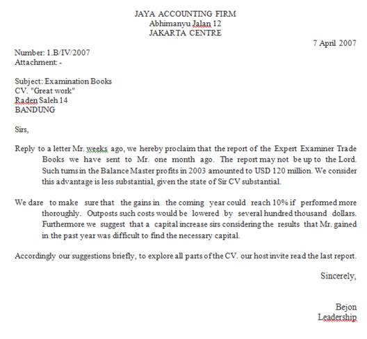 STYLE AND PART OF BUSINESS LETTERS ~ Mentari