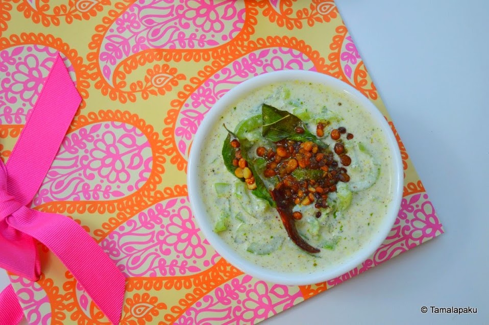 Potlakaya Perugupachadi ~ Snake Gourd Raitha ~ Tamalapaku