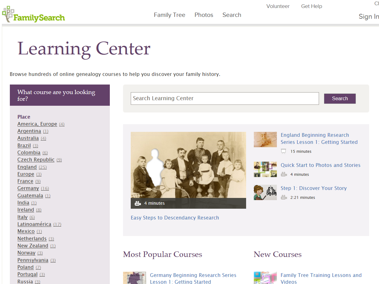 SCDL Tree Talk Tuesdays: The Learning Center at Familysearch.org