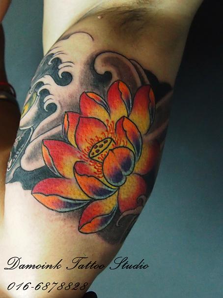 Damoink Tattoo Malaysia : Freehand Lotus color tattoo