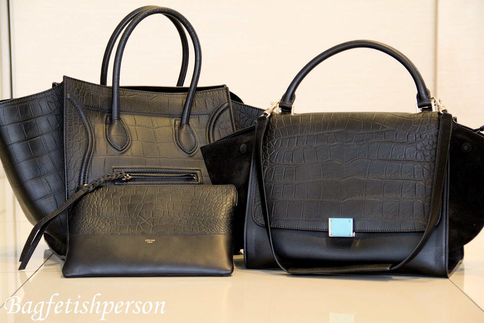 bagfetishperson: Celine Croc Stamp Family