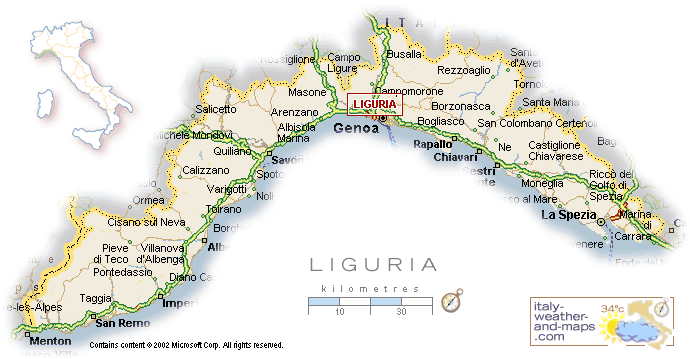 Mapa de Liguria Imagen | Mapa de Italia Ciudades