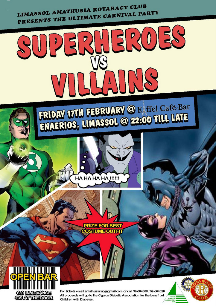 Limassol Amathusia Rotaract Club: Superheroes Vs Villains: Carnival ...