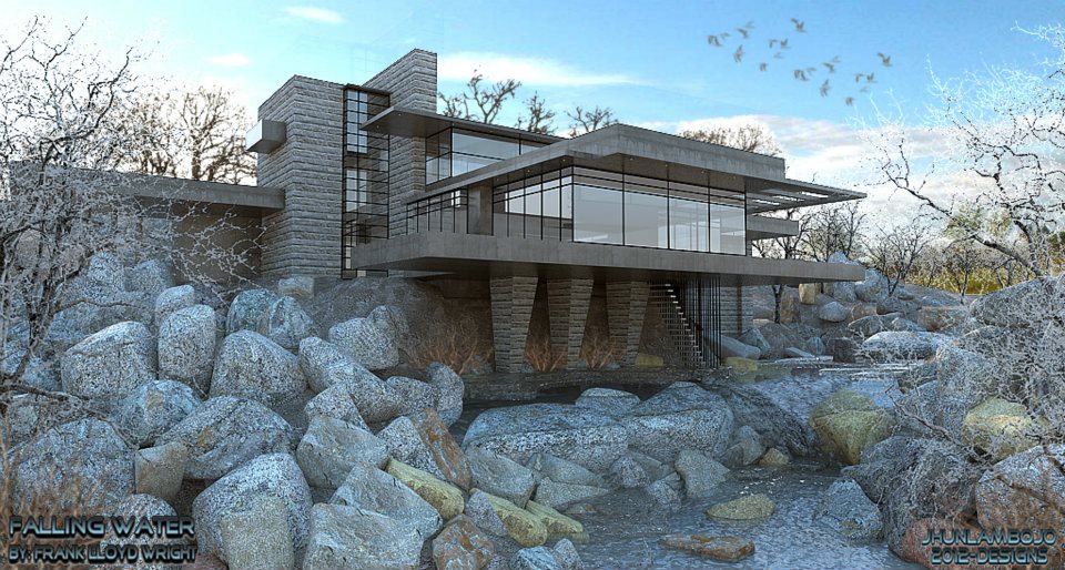 SKETCHUP TEXTURE: FALLING WATER HOUSE CHALLENGE ENTRY