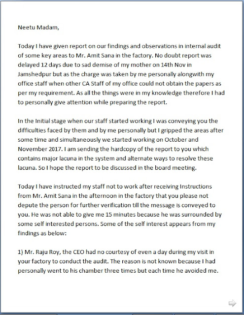 Internal Audit Email Sample