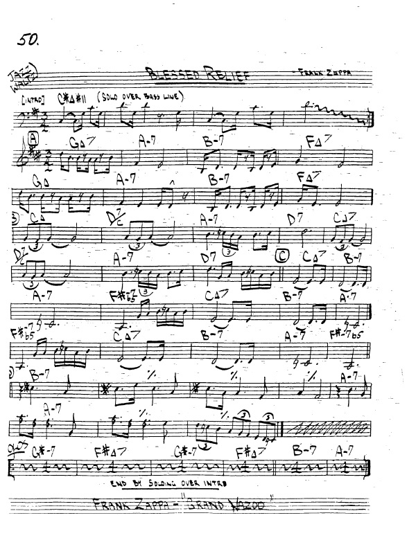 Frank Zappa - Blessed Relief | Partituras para Trompeta