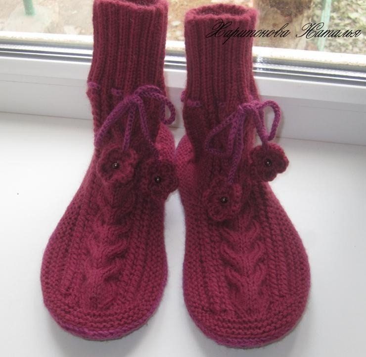 Tina's handicraft : Knit cozy socks felt soles