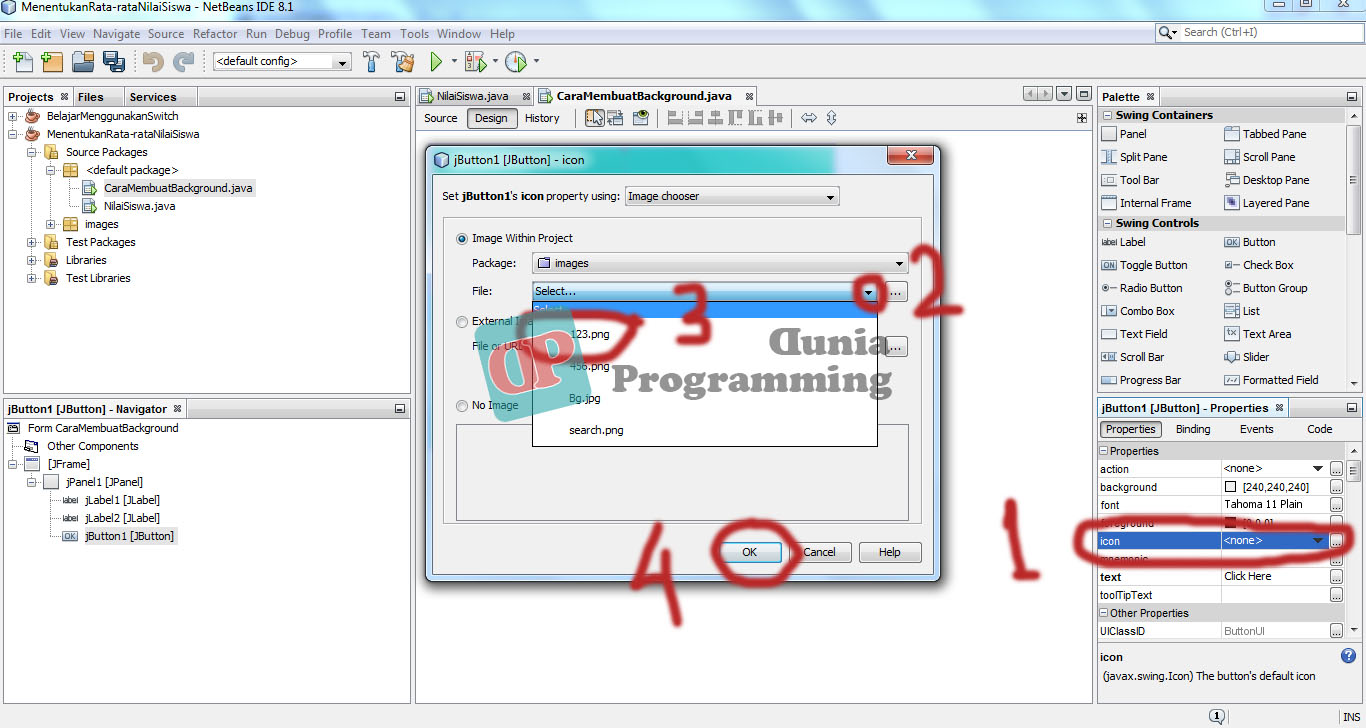 Cara Menambahkan Icon Gambar Pada Tombol Di Program Java Netbeans ...