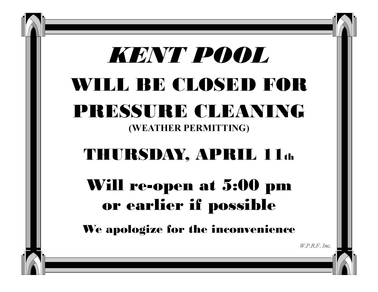 OUR VILLAGE in West Palm Beach : NOTICE OF WPRF POOL CLOSURES