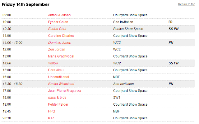 On Many a Street: Provisional LFW SS13 Schedule