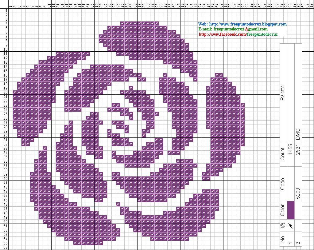 Rosa morada - Patron punto de cruz