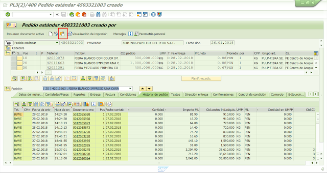 Grupo Meid Perú SAC: TRANSACCION ME23N - SAP