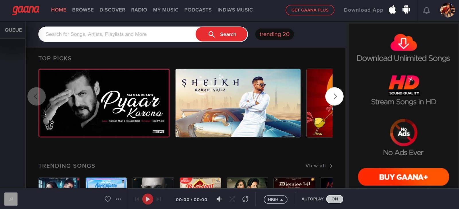 Get Gaana Music Streaming Service Free 90 Days Subscription