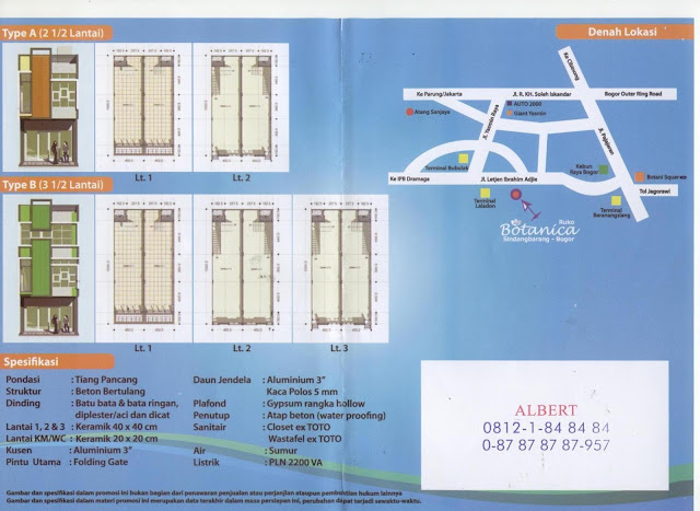 Rumah dan Ruko De Botanica: Ruko De Botanica - Sindang Barang, Bogor