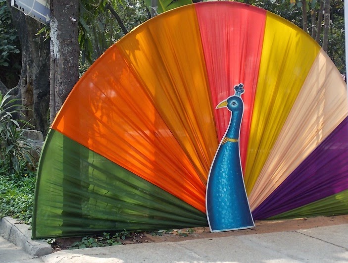 Peacock design using colorful cloths