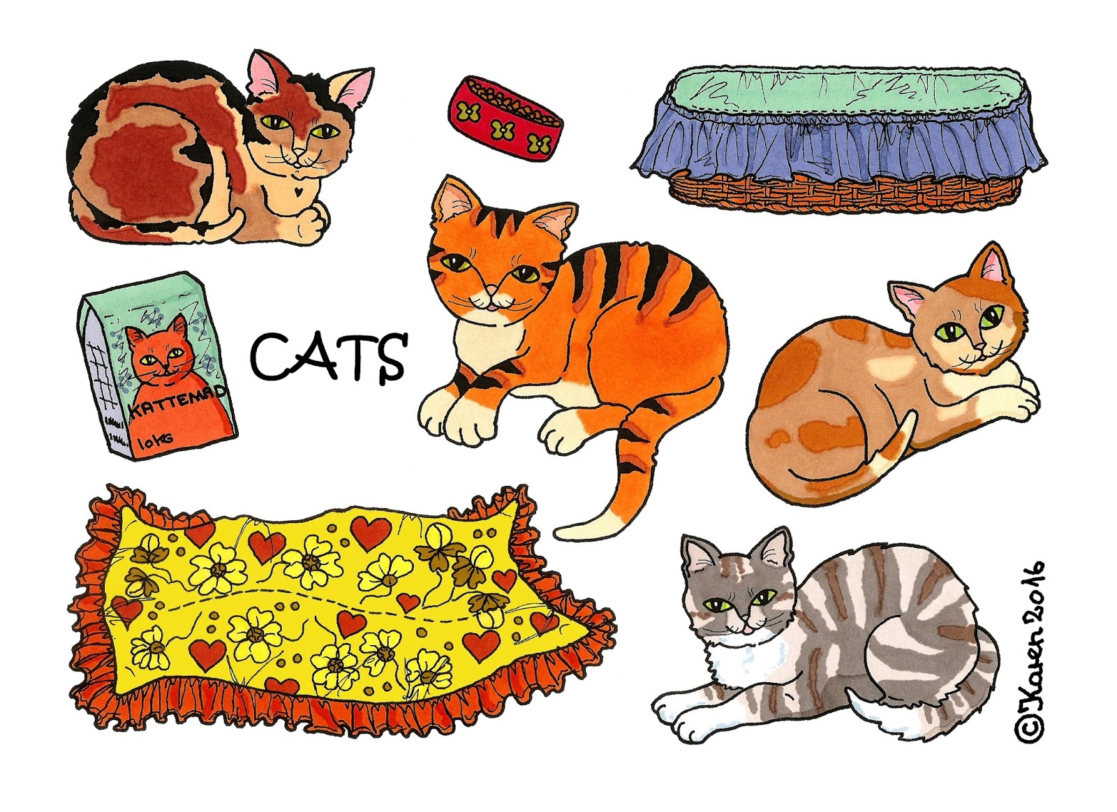 Karen`s Paper Dolls: Cats for Dolls to Print in Colours. Katte til ...