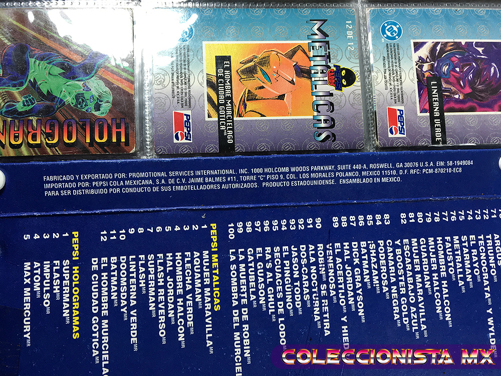Pepsi Cards - Álbum DC Comics (1996) - Coleccionista MX