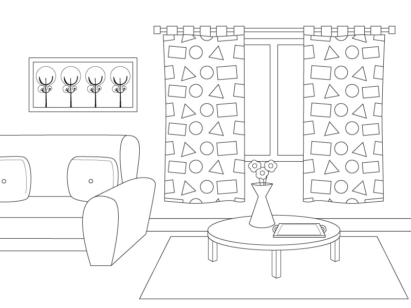La sala de una casa para dibujar - Imagui
