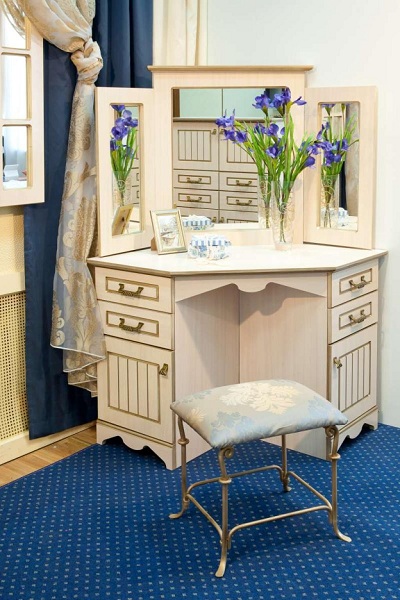 luxury small corner dressing table designs with angular mirror for ...