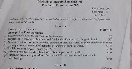 B.Sc. Microbiology Exam Question Papers Tribhuvan University - GITAB ...