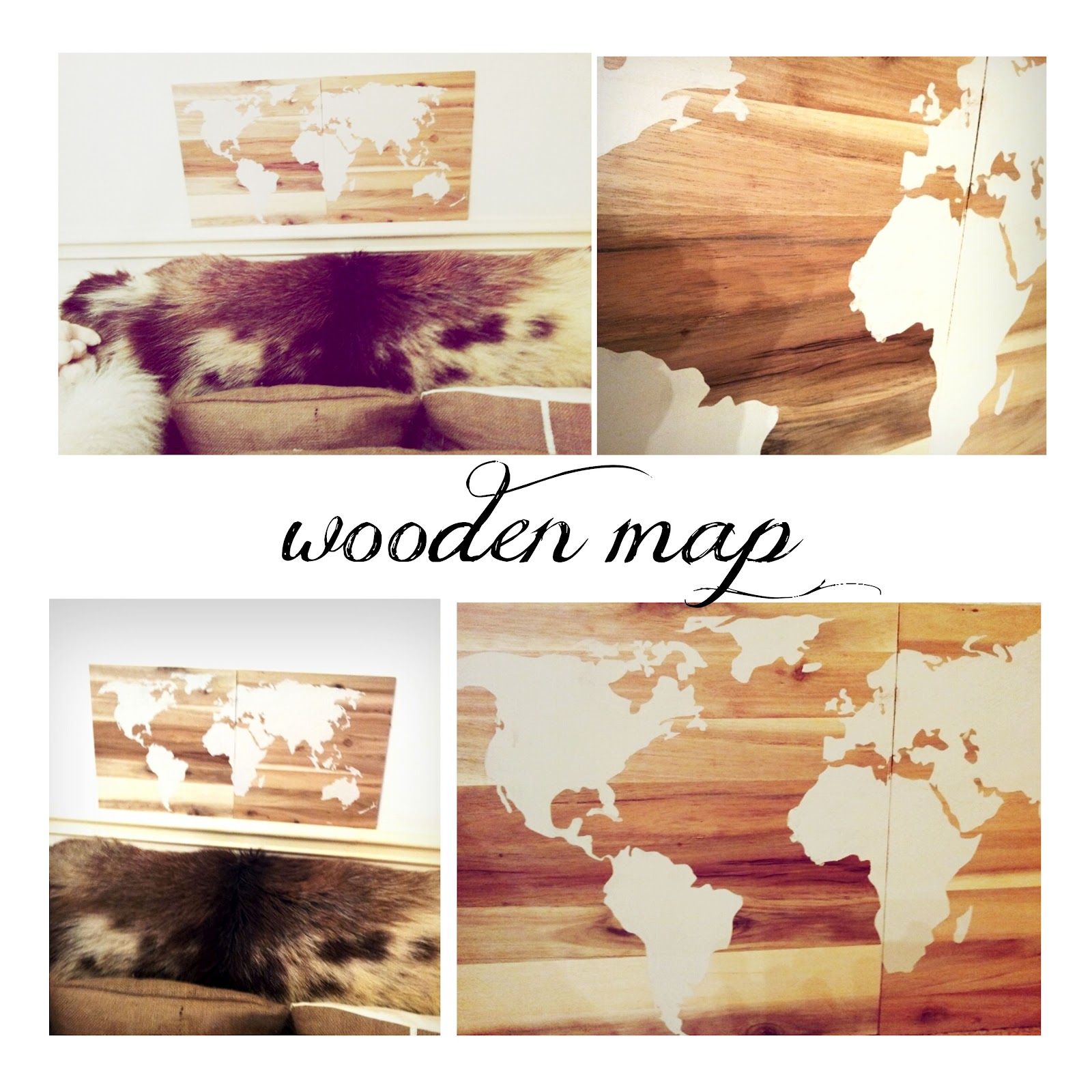 stenciled wooden map diy