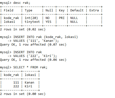 Melakukan INSERT UPDATE DELETE Data Pada Table Database Perpustakaan