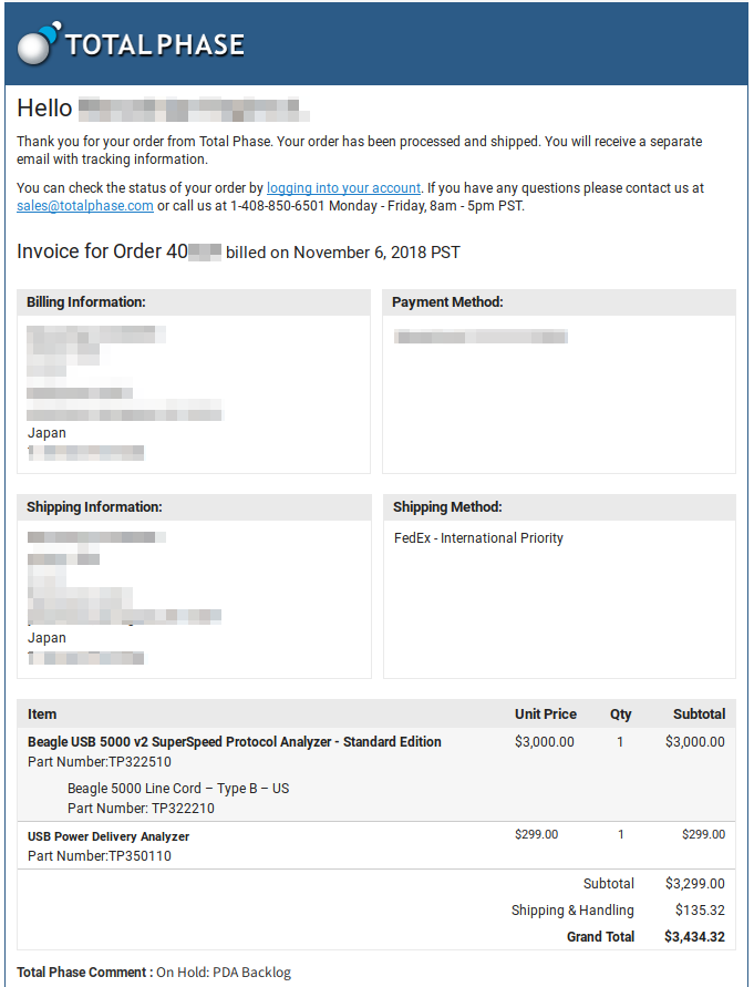 ブログ: Totalphase の USB analyzer と USB PD analyzer の購入 (その2)