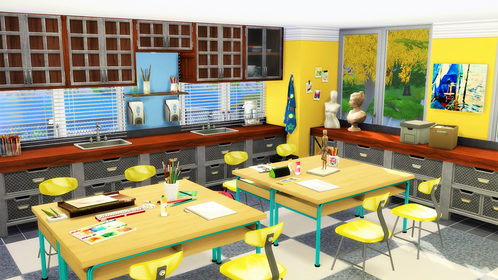 sim house design workshop: Sims 4 Rainbow High School ----- 七彩中学