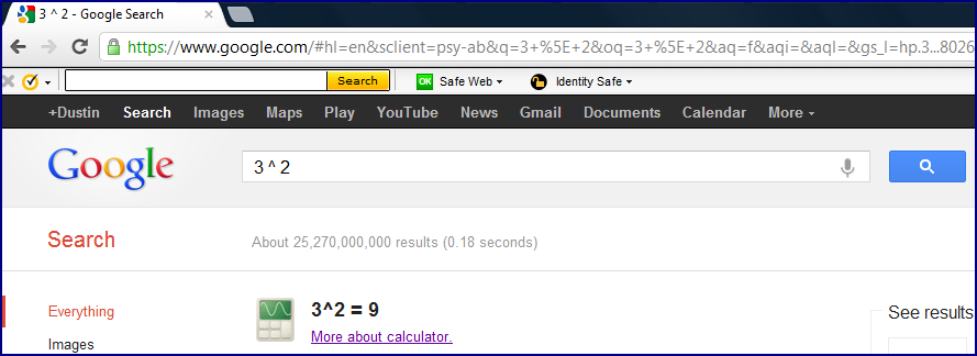 Observations of the Practical Kind: Google Search Engine's Calculator