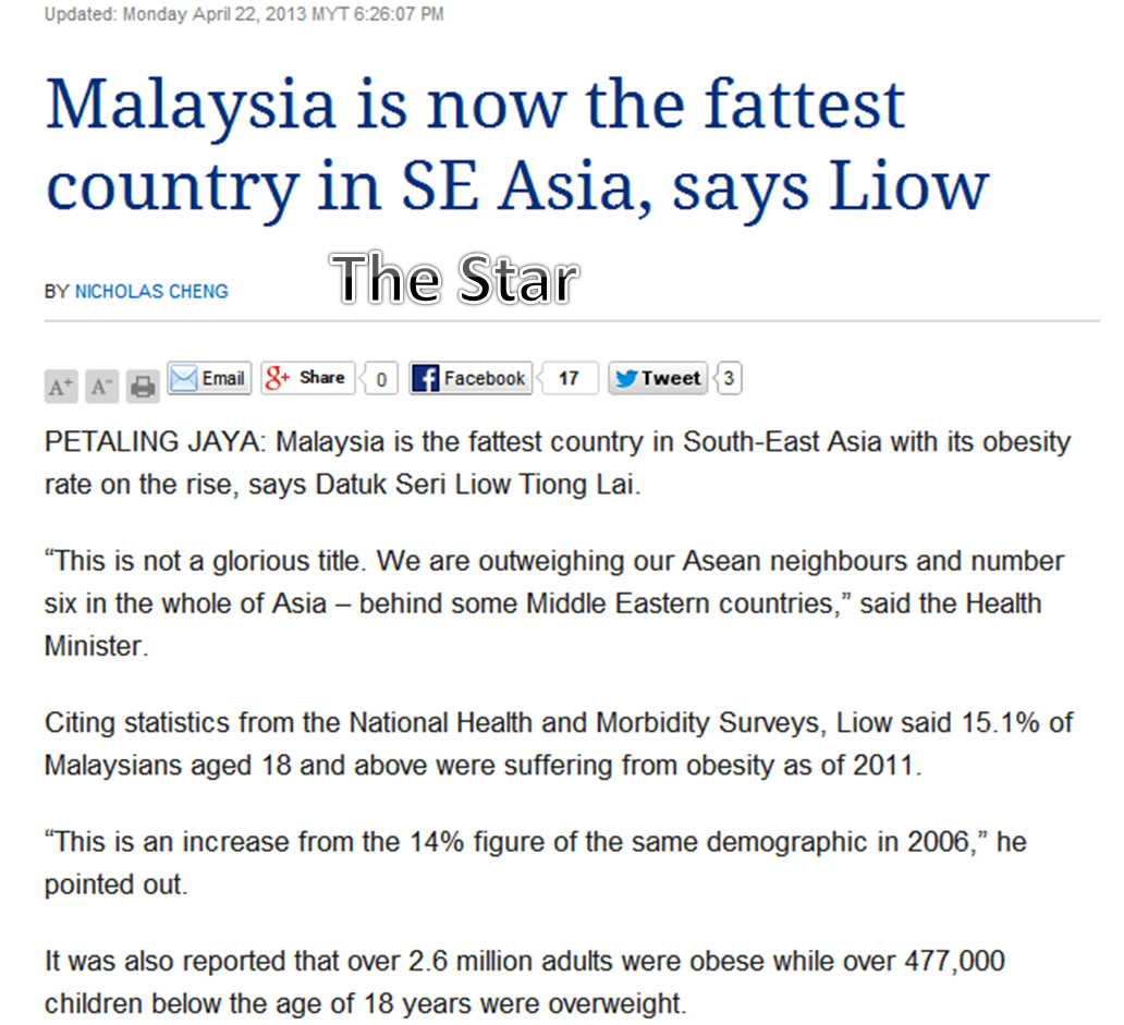Dietitian Gee: Malaysia the Fattest Country in SE Asia