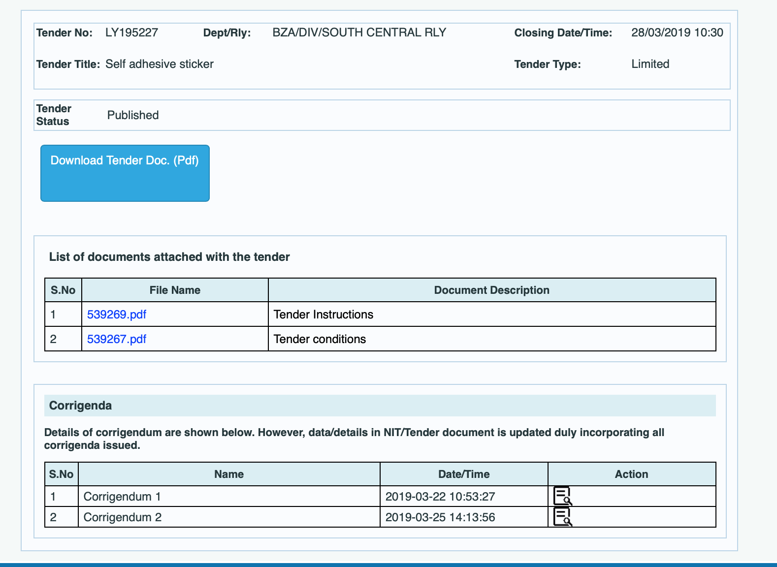 How to View corrigendum List Issued in a Tender published on IREPS ...
