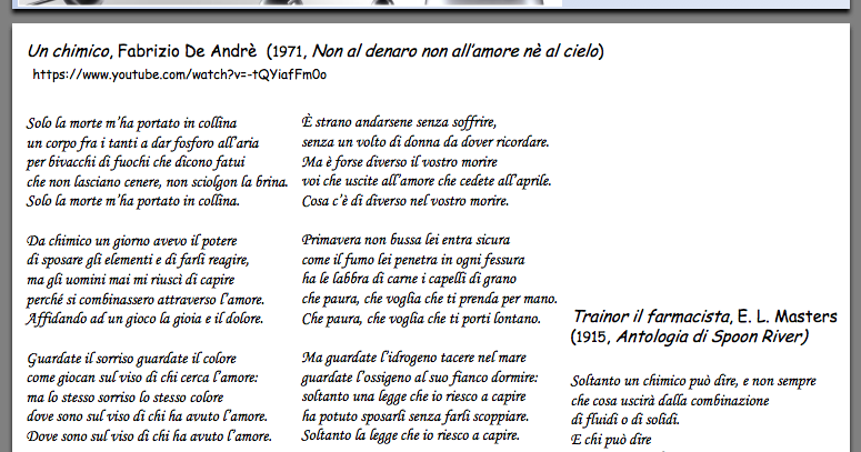 L'ampolla di Astolfo : Fabrizio De André: "Un chimico"