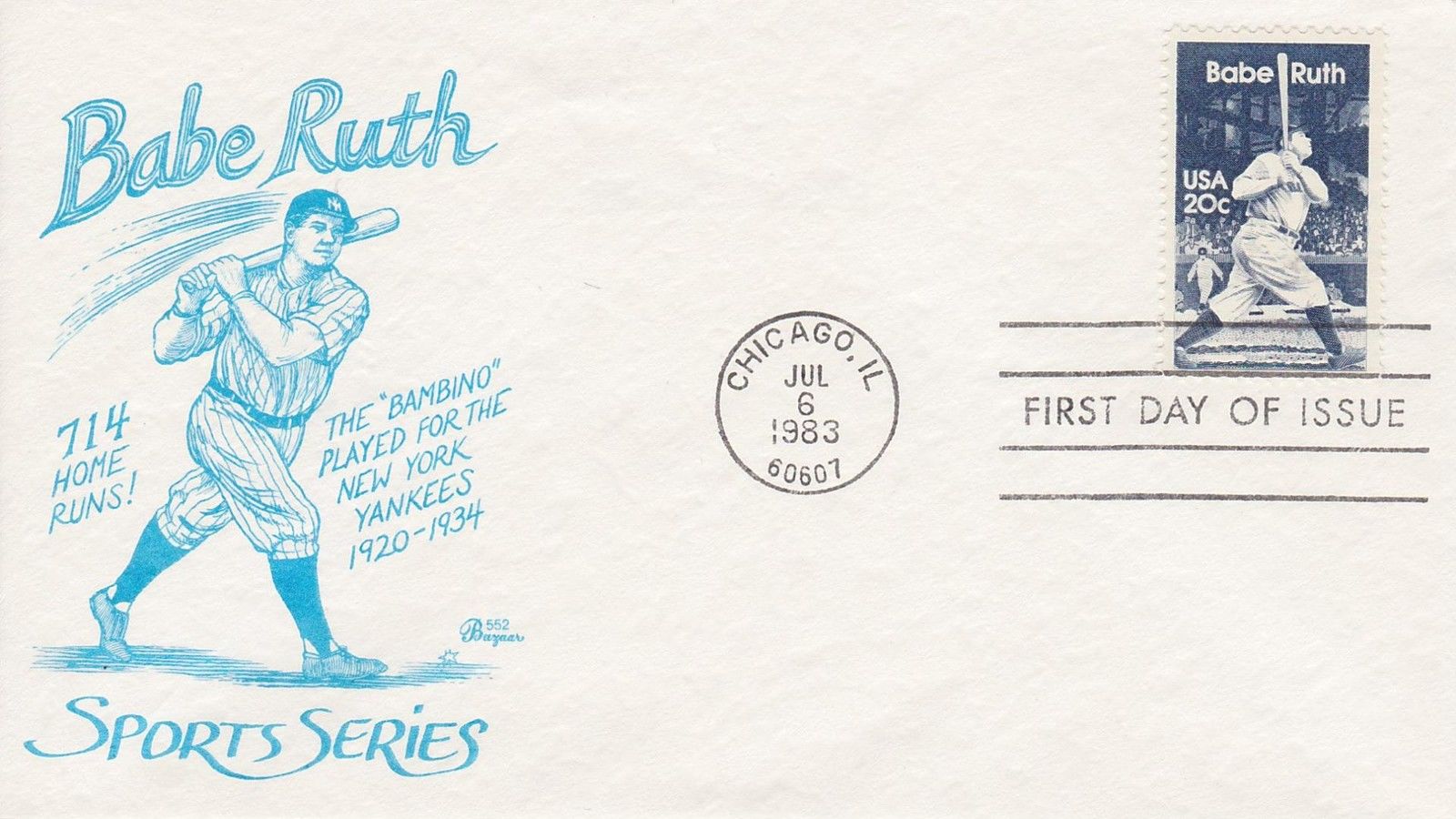 Baseball Stamps & Postmarks: Babe Ruth - 1983