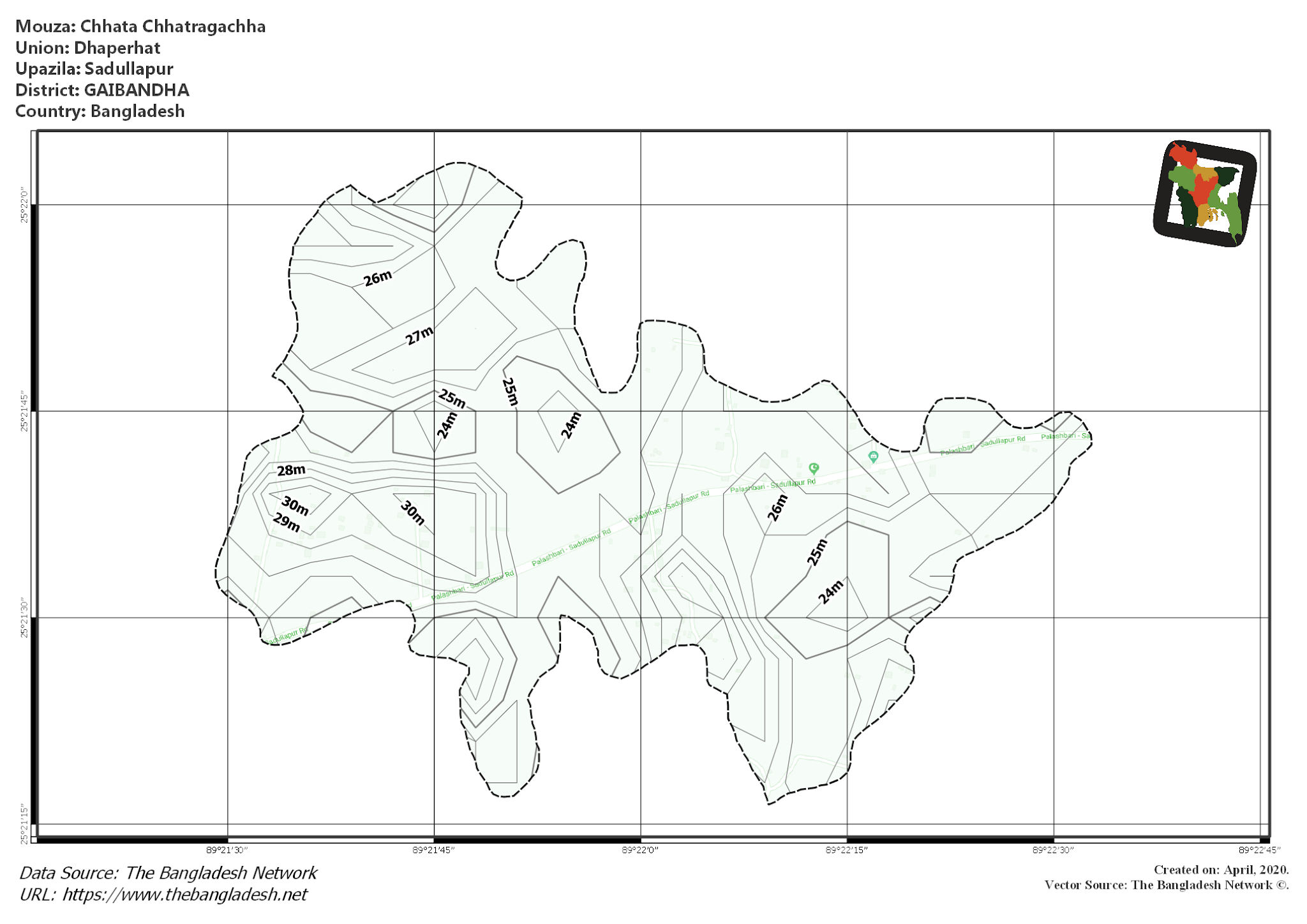 Map of Chhata Chhatragachha Mouza, Sadullapur, Gaibandha