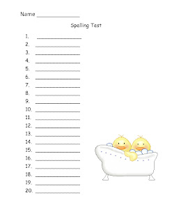 Primary Pickins: Spelling Test Forms