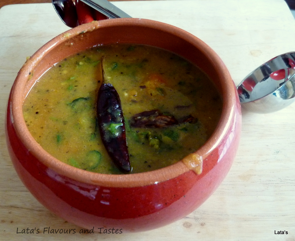 Flavours and Tastes: Pachcha Sambhar - Right out of my mail box to table