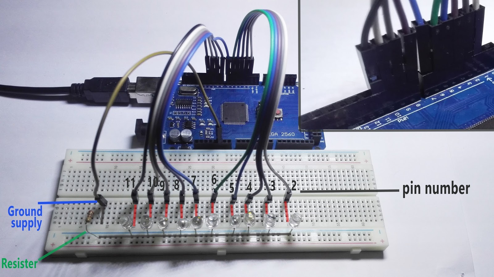 Guywithtech Create Knight Rider Circuit Using Arduino Mega 2560