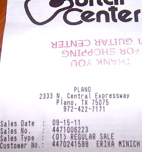 Guitar Center Receipt
