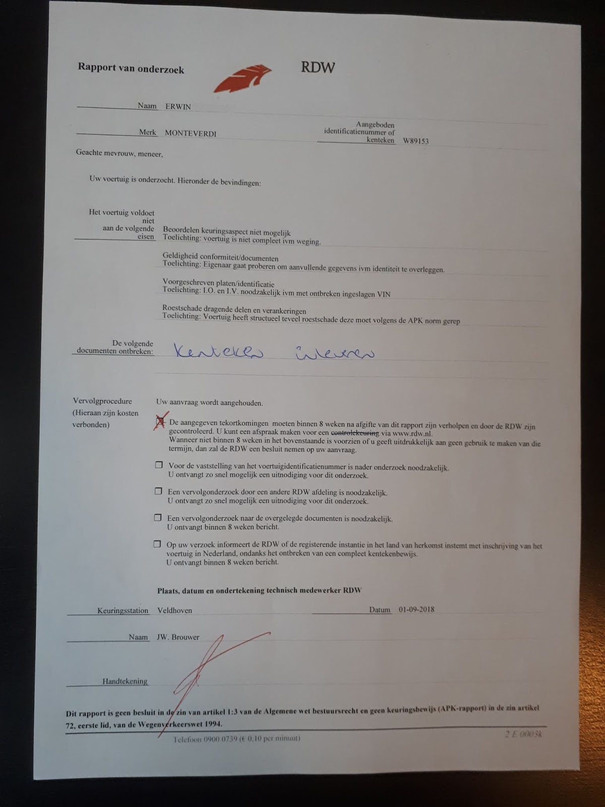 Monteverdi Sierra: RDW - Dutch road registration