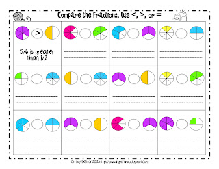3-6 Free Resources: Comparing Fractions Freebie