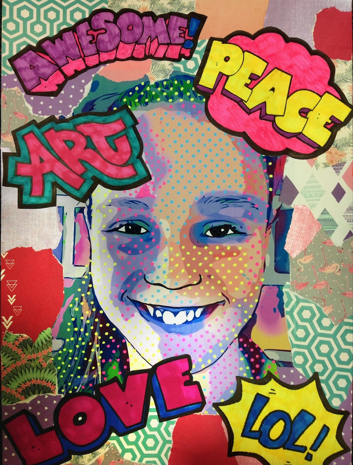 MORE STUDENT ARTWORKS - POP ART SELF PORTRAIT - Digital Mixed Media Artwork