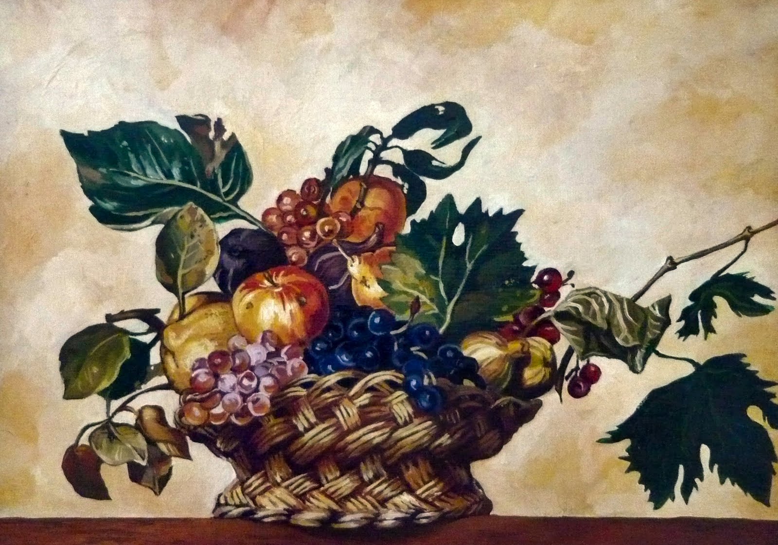 anna turowska: martwa natura kopia wg obrazu Caravaggia, olej, 50x60cm