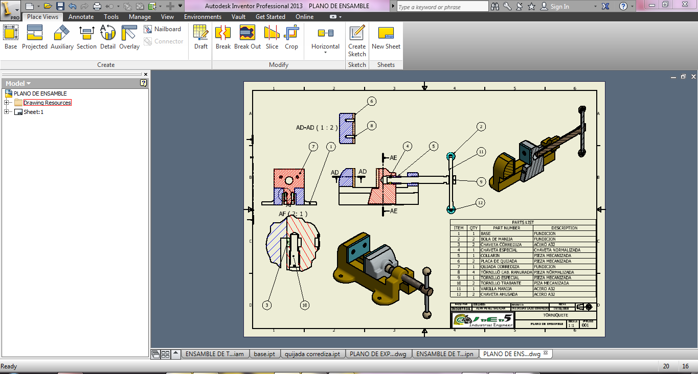 Banco De Sujecion o Torniquete: Piezas Y Planos En Inventor 2013 « InEn ...