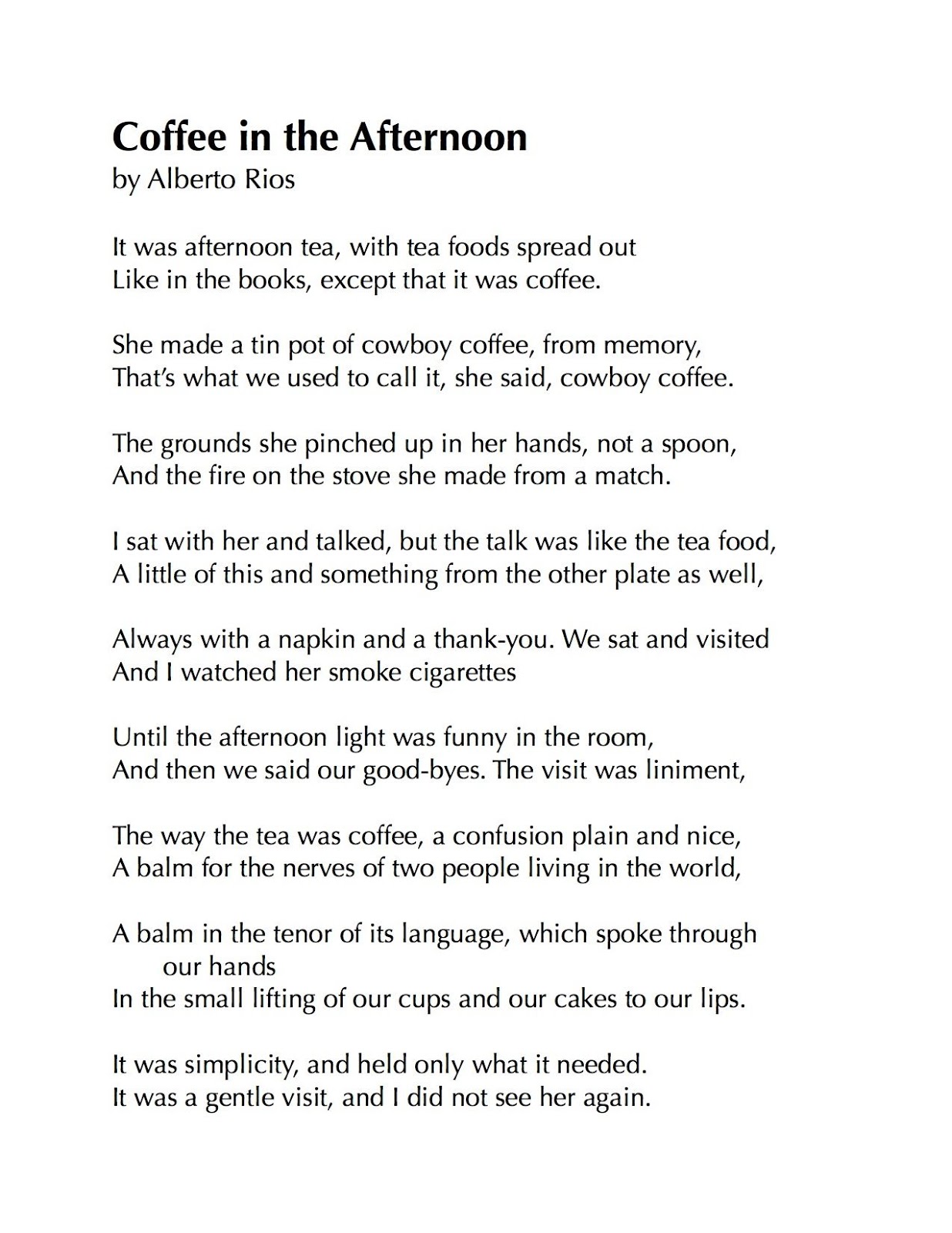 Monday's Poetry- Coffee in the Morning by Albertos Rios