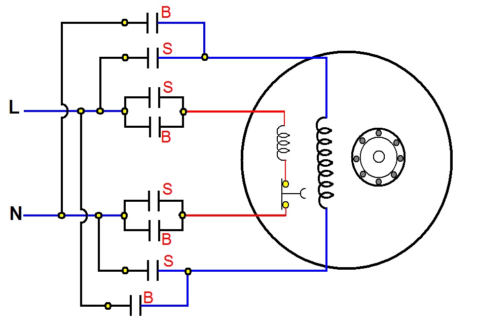 coparoman: Motor monofásico de fase partida con cambio de giro