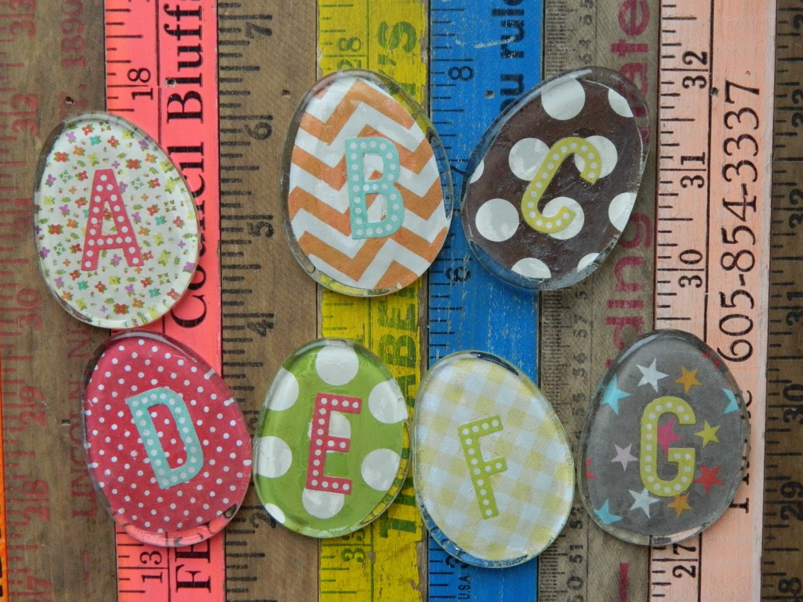 the vintage umbrella: glass alphabet pebbles