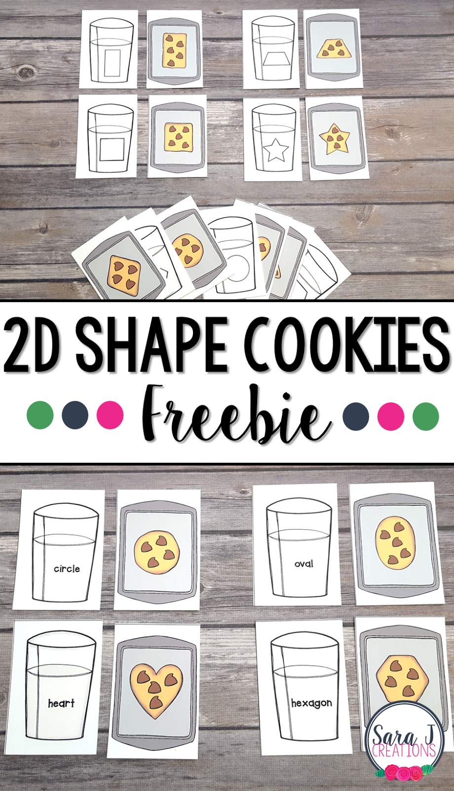 2D Shape Cookies and Milk Freebie | Sara J Creations