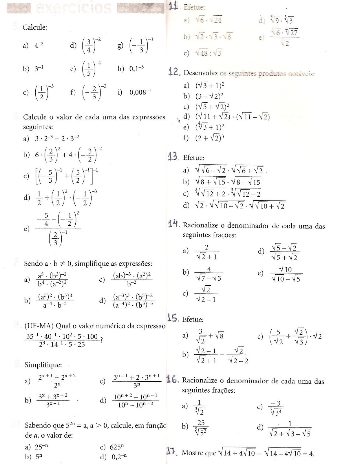 Lista De Exercícios De Matemática - ROAREDU